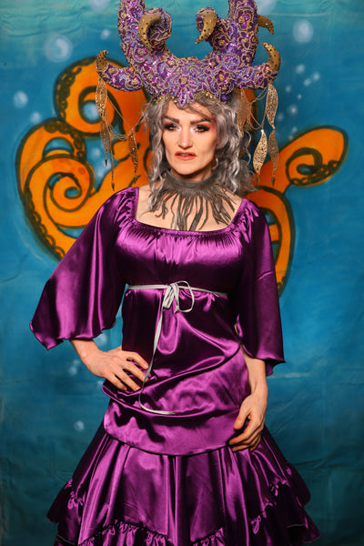 01. Classic Blouse w/Leaf Sleeves in Majesty Stretch Satin - The "Wand ...