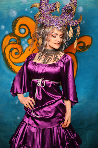 01. Classic Blouse w/Leaf Sleeves in Majesty Stretch Satin - The "Wand ...