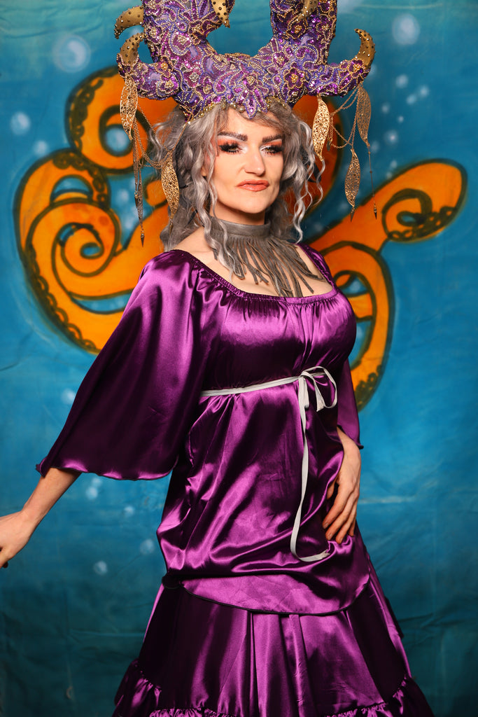 01. Classic Blouse w/Leaf Sleeves in Majesty Stretch Satin - The "Wand ...