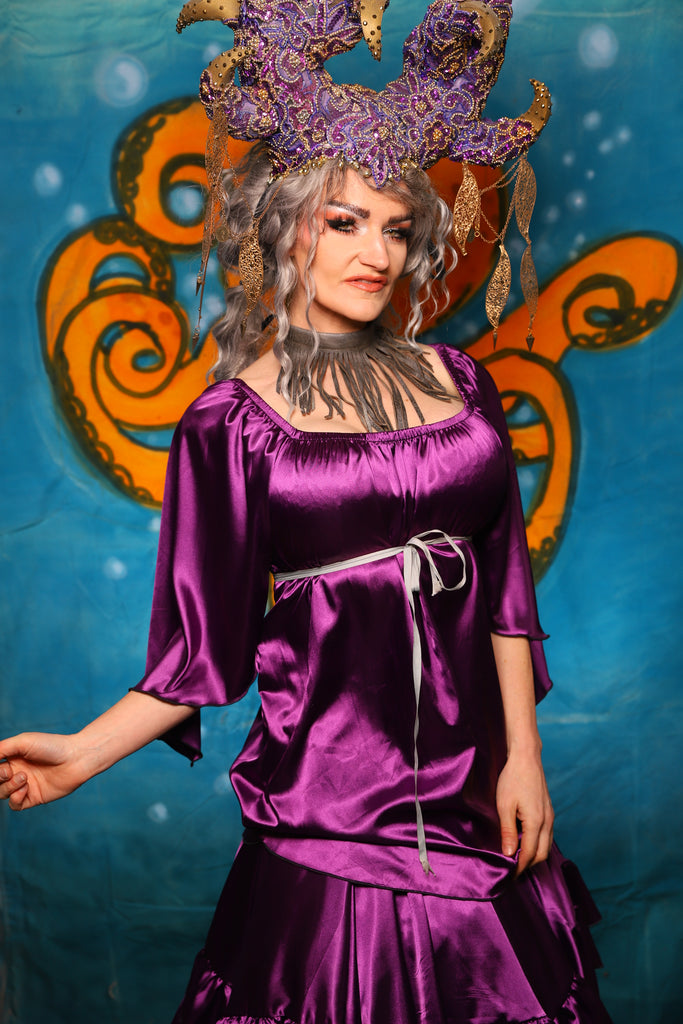 01. Classic Blouse w/Leaf Sleeves in Majesty Stretch Satin - The "Wand ...